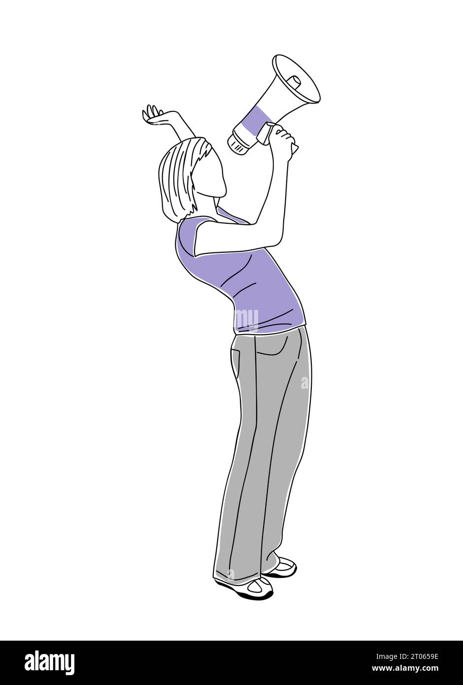 Business woman shouting by megaphone vector art Stock Vector Image ...