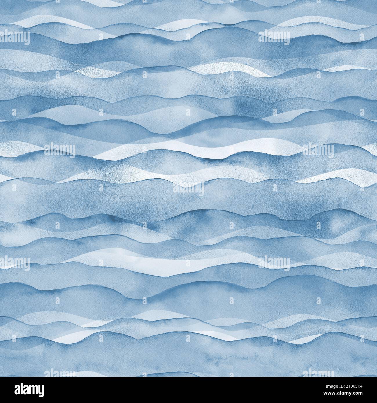 Abstract watercolor transparent navy blue indigo colored wave seamless ...