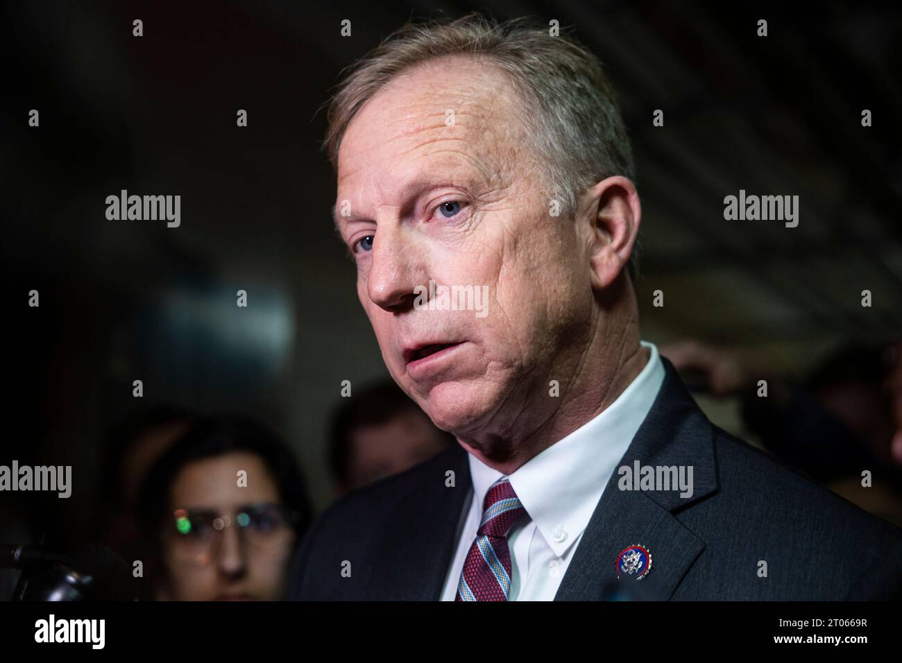 Rep. Kevin Hern (R-Okla.) speaks with reporters at the U.S. Capitol Oct ...