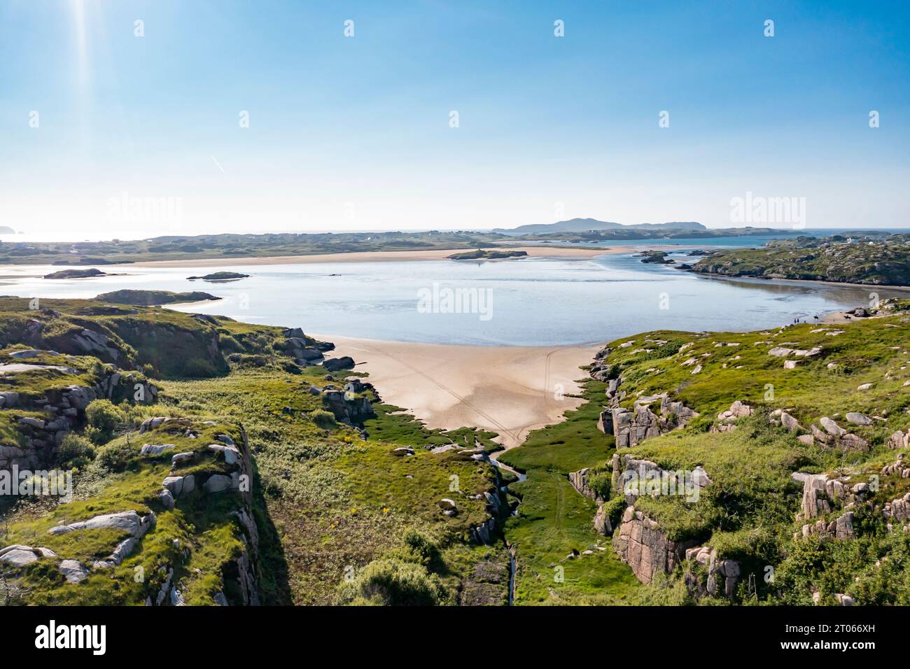 Aerial view of the coast close to St Marys church in Kincasslagh ...