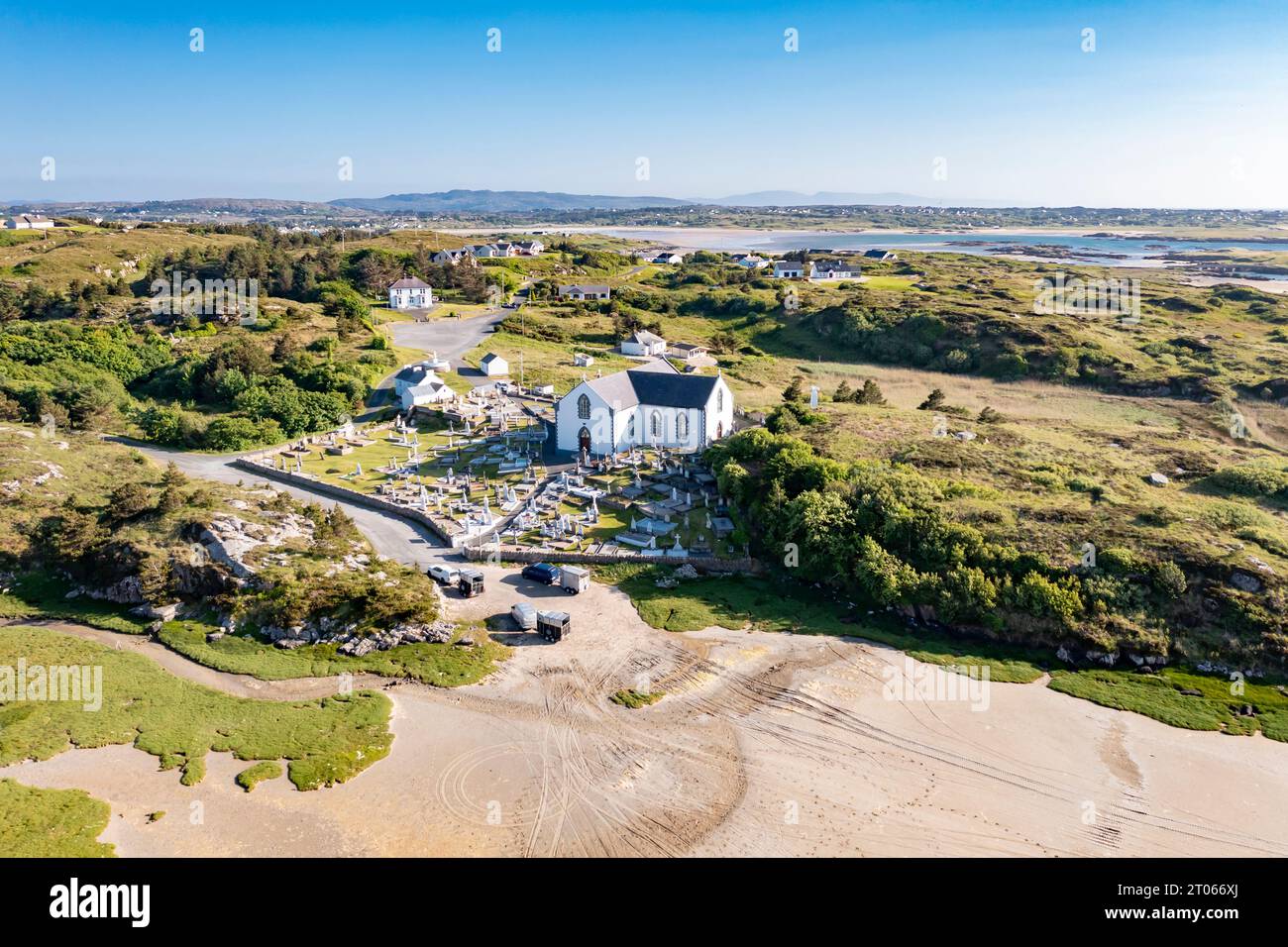 Aerial view of St Marys church in Kincasslagh, County DOnegal, Ireland ...