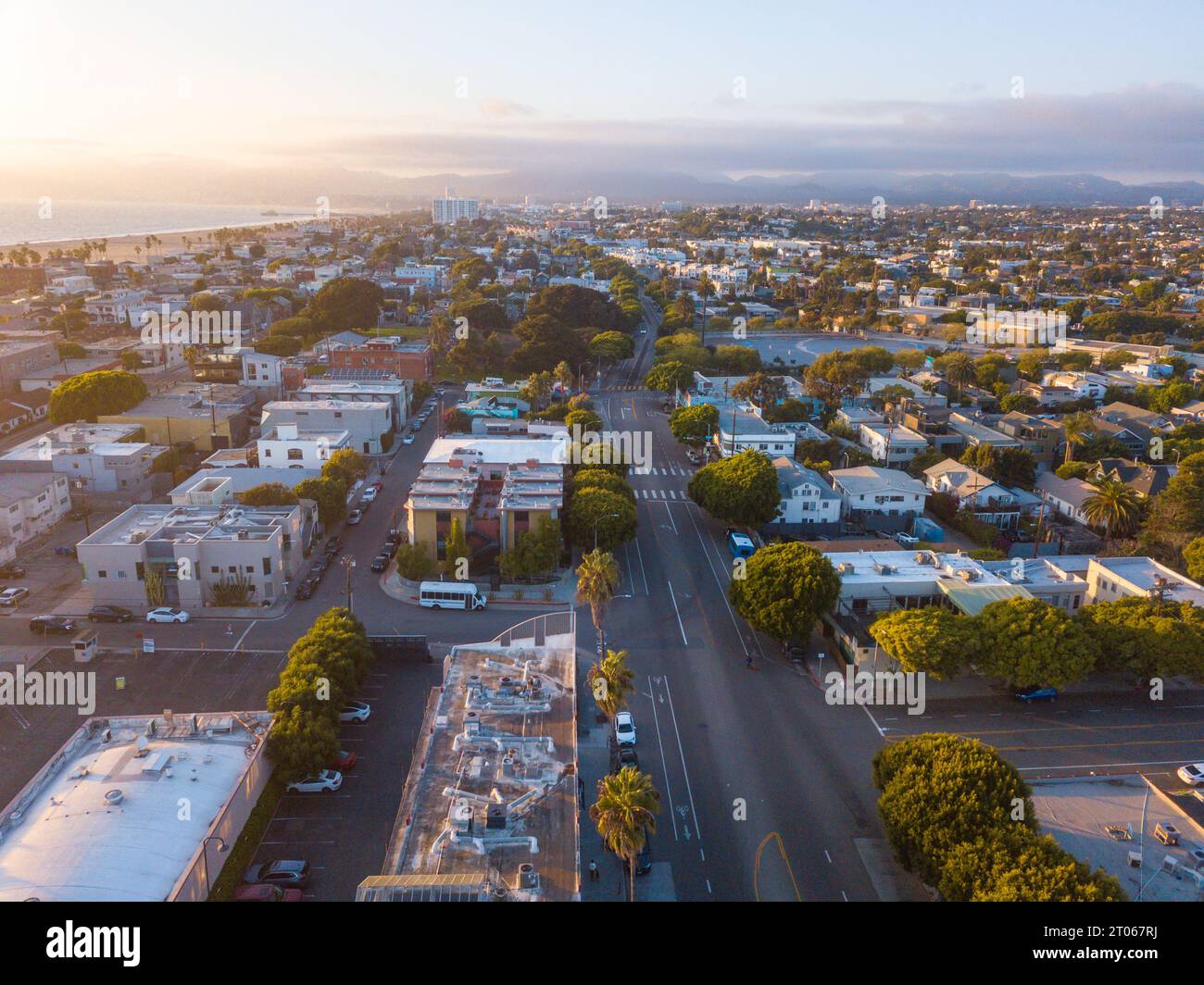 Venice Beach, California, photos taken during sunset in Fall. Partly ...