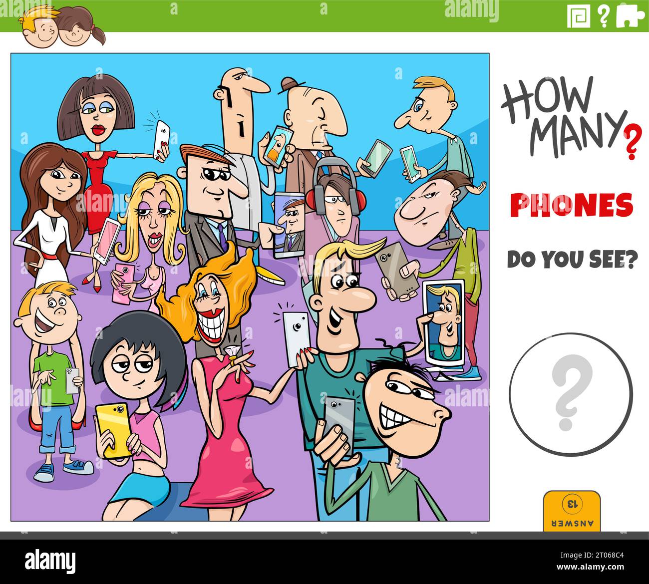 Illustration of educational counting activity with cartoon people with ...