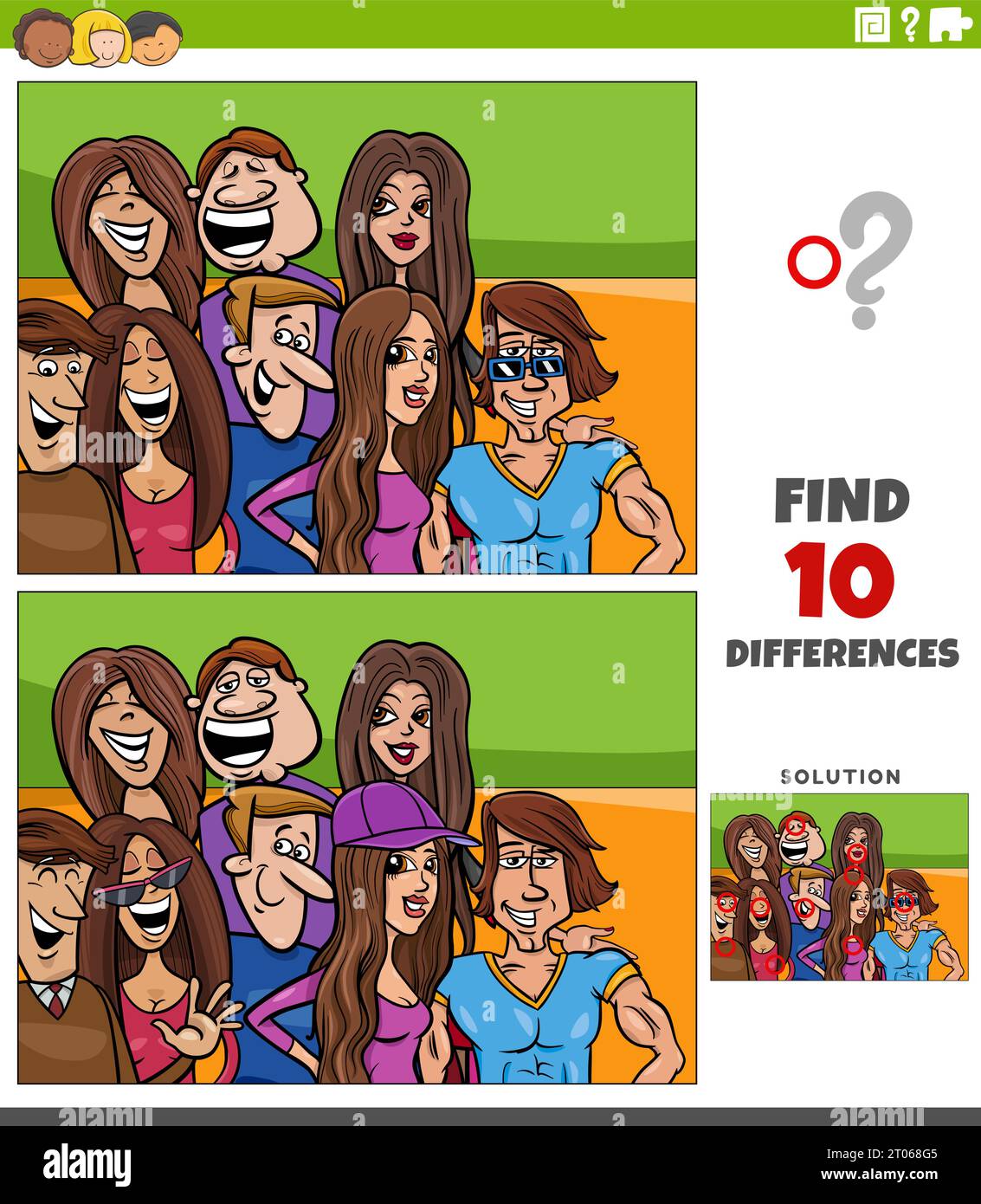 Cartoon illustration of finding the differences between pictures ...