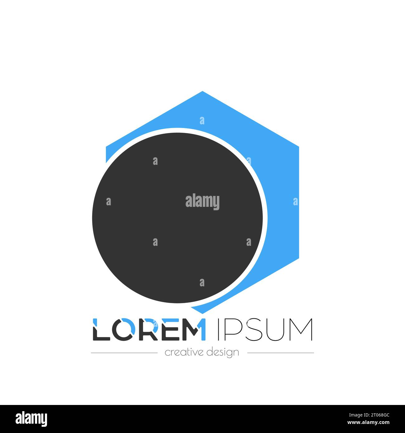 Company logo. A circle in a hexagon. Template for a brand, sticker ...