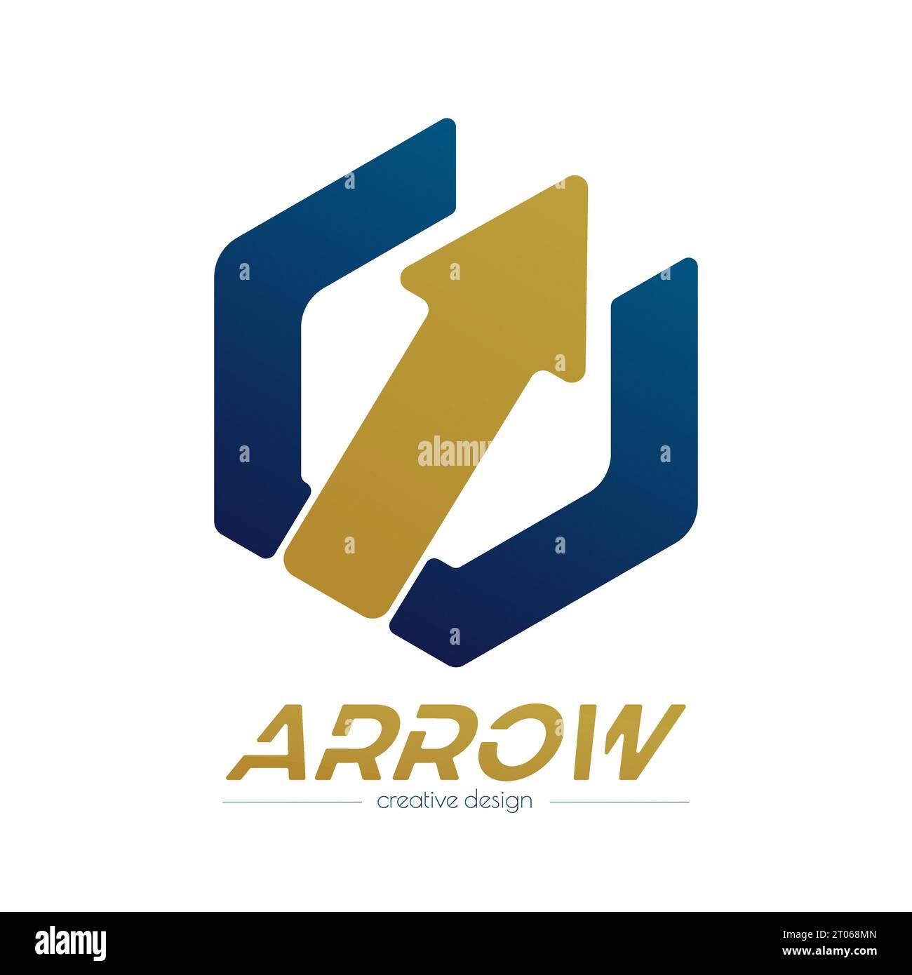 Company logo. An arrow in a hexagon. Template for a brand, sticker ...