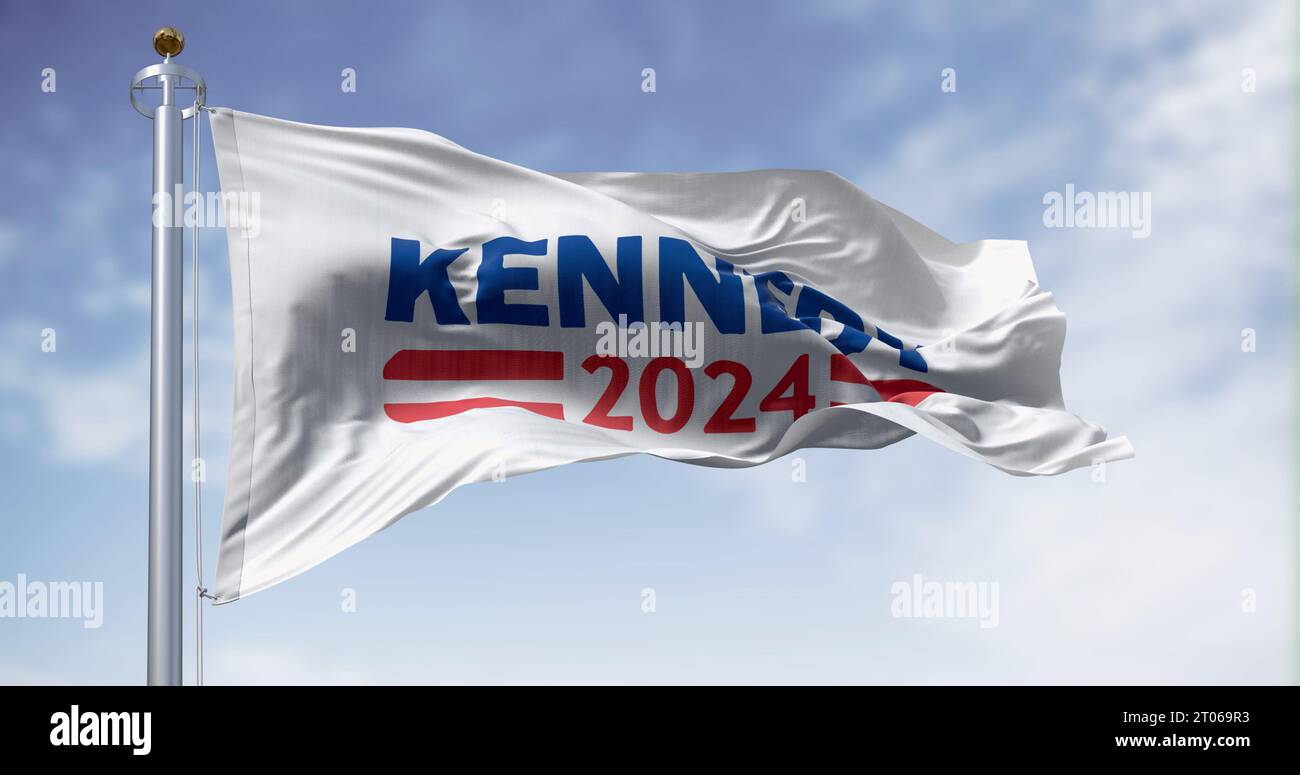 San Diego., US, april 2 2023: Kennedy 2024 presidential campaign flag ...
