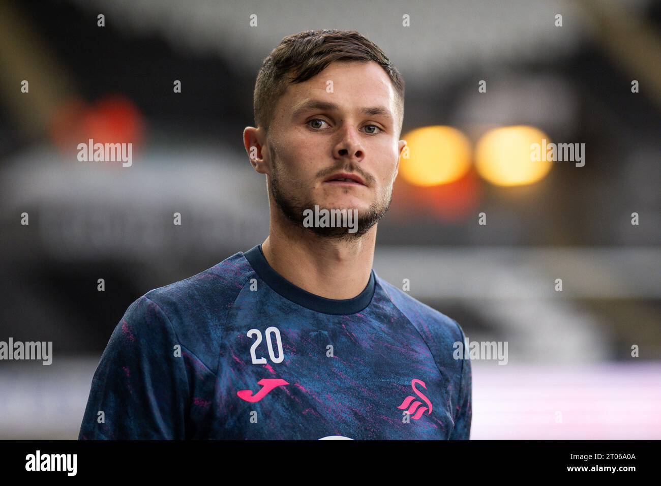 Liam Cullen #20 of Swansea City arrives ahead of the Sky Bet ...