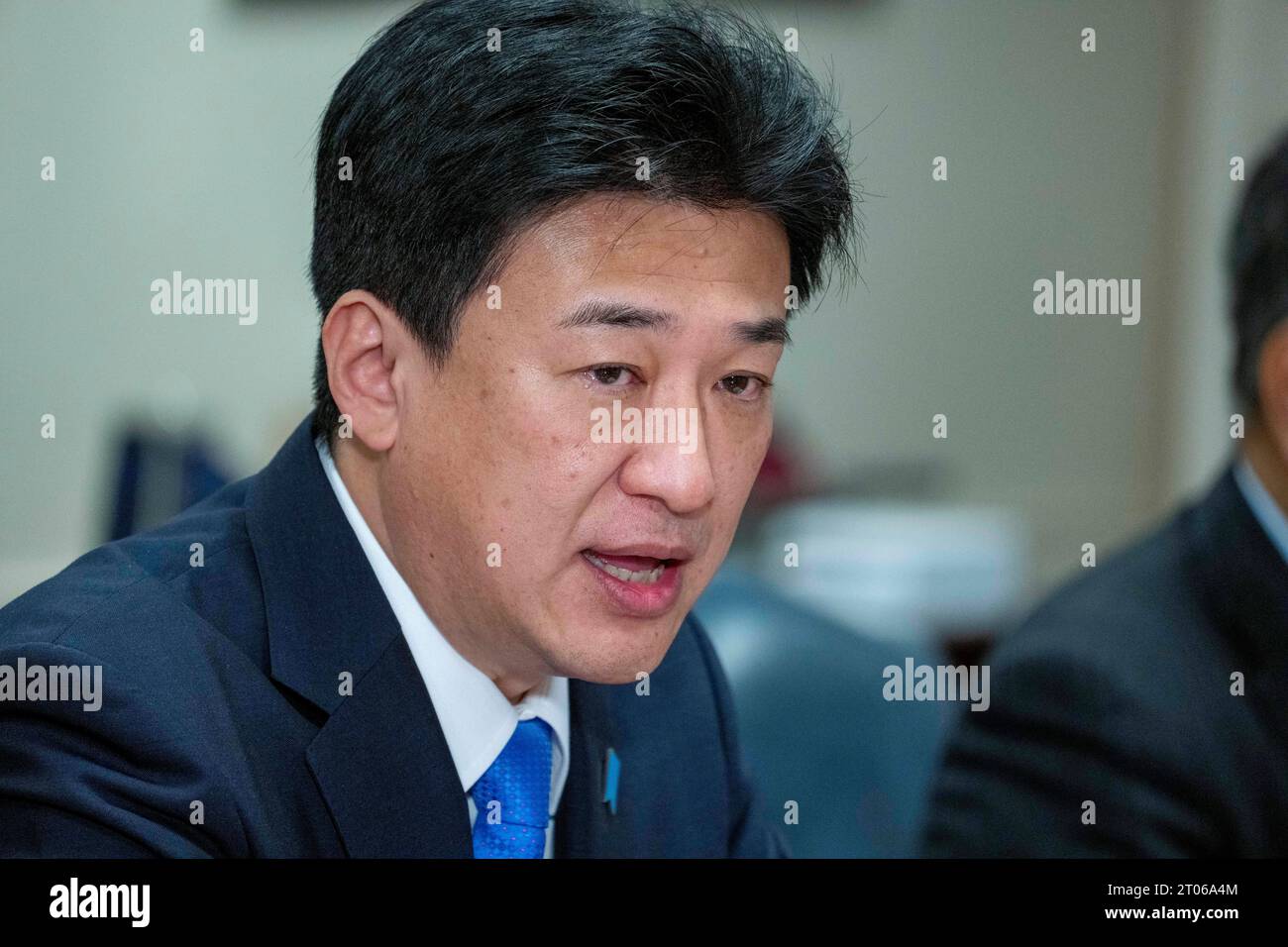 Japanese Defense Minster Minoru Kihara speaks during a meeting with ...