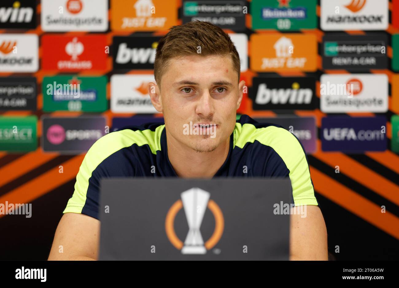 Union SG's Alessio Castro-Montes during a press conference at Anfield ...
