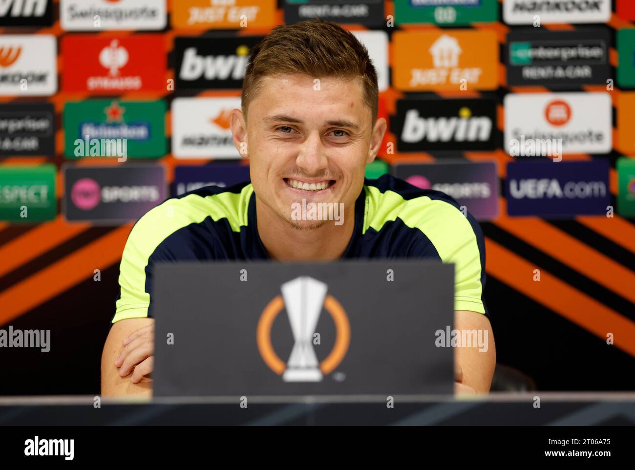 Union SG's Alessio Castro-Montes during a press conference at Anfield ...
