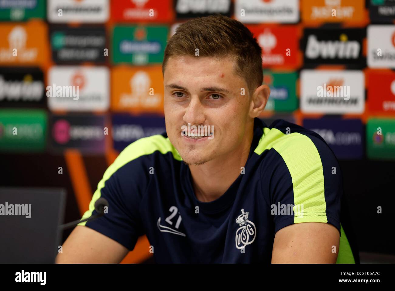 Union SG's Alessio Castro-Montes during a press conference at Anfield ...