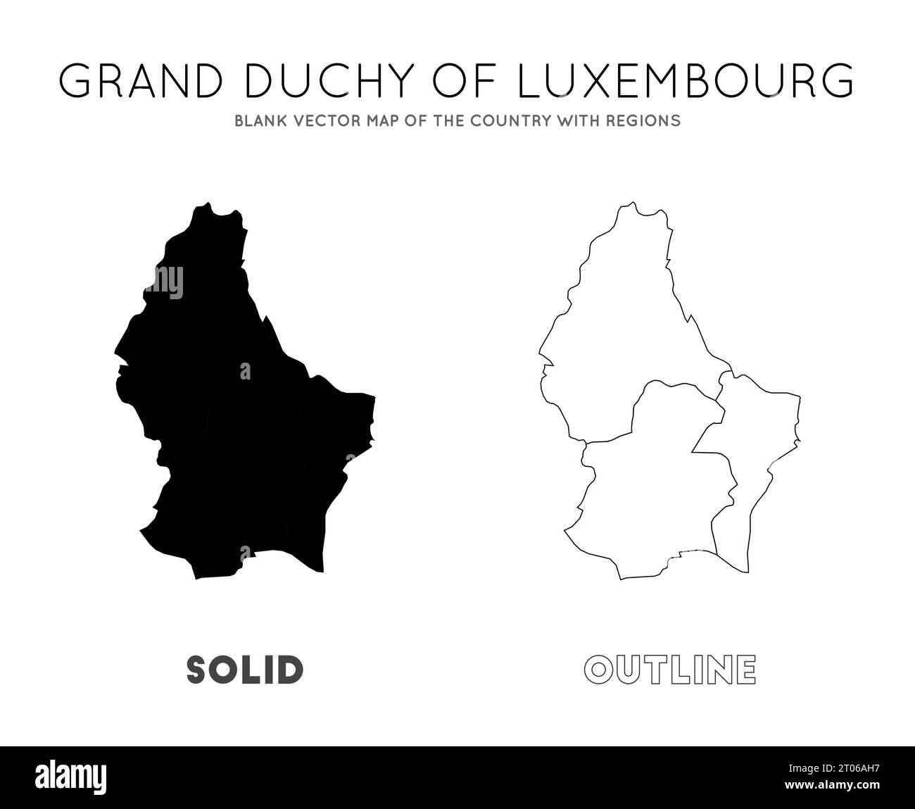 Luxembourg map. Blank vector map of the Country with regions. Borders ...