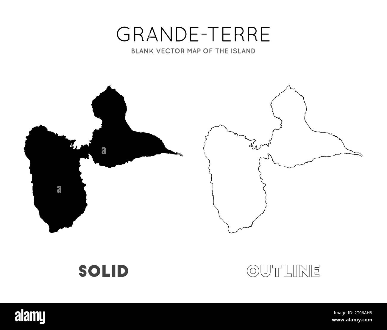 Grande-Terre map. Blank vector map of the Island. Borders of Grande ...