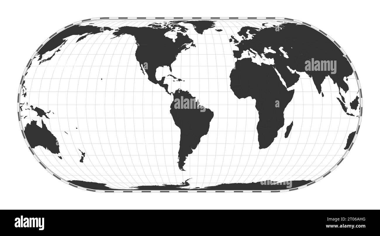 Vector world map. Herbert Hufnagel's pseudocylindrical equal-area ...