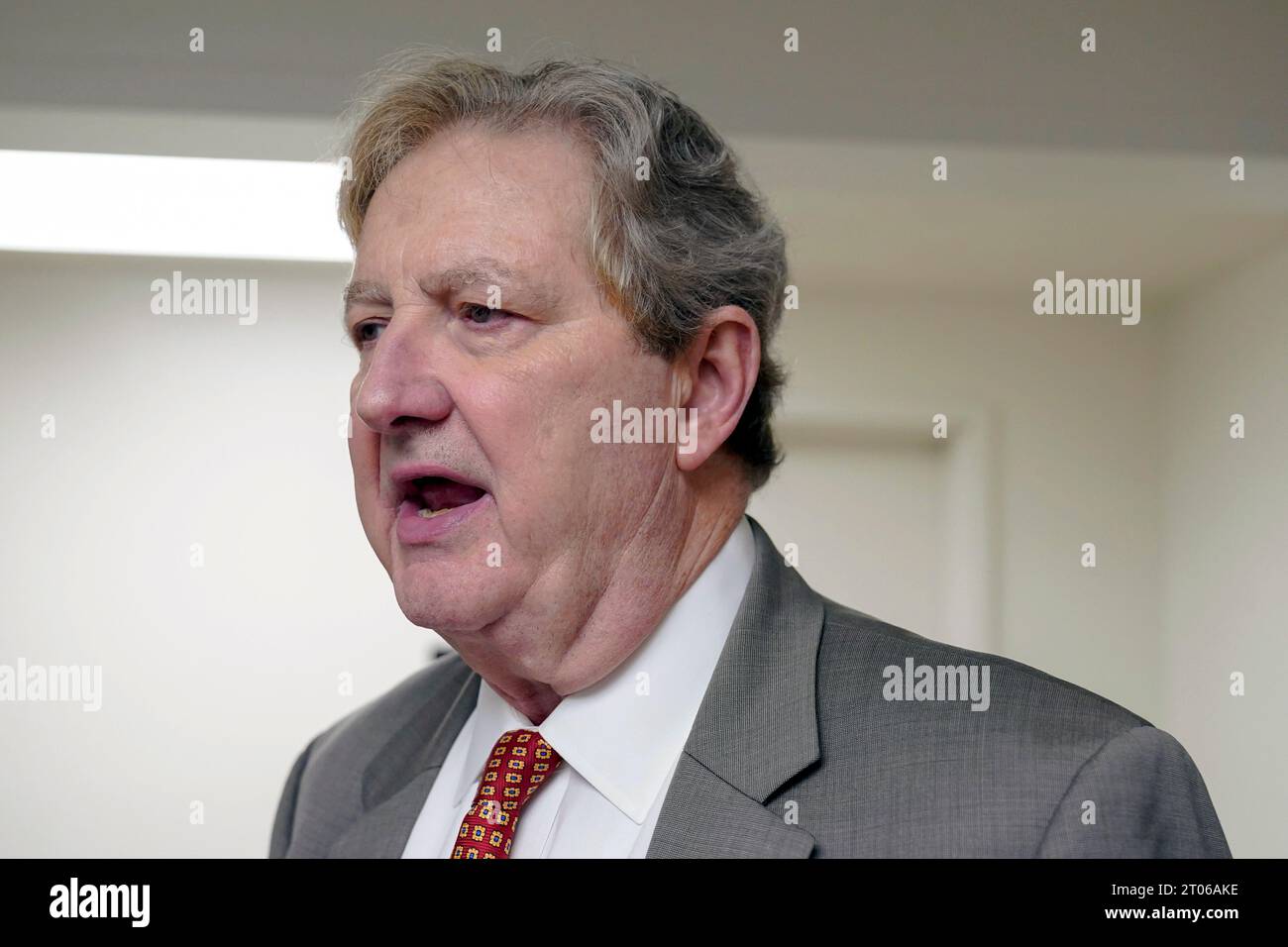 Sen. John Kennedy, R-La., speaks with reporters near the Senate Subway ...