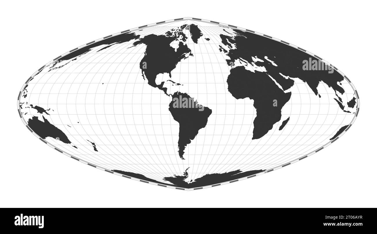 Vector world map. Boggs eumorphic projection. Plain world geographical ...