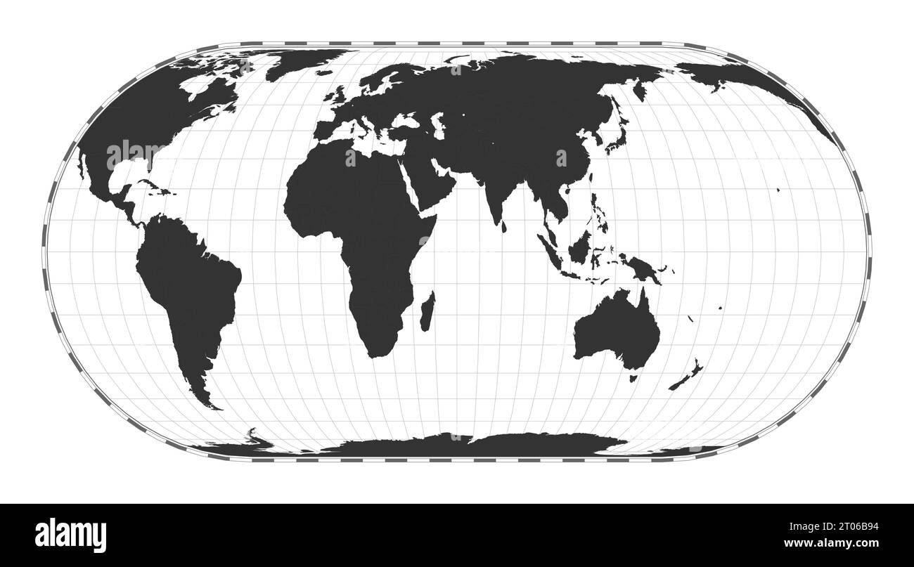 Vector world map. Herbert Hufnagel's pseudocylindrical equal-area ...