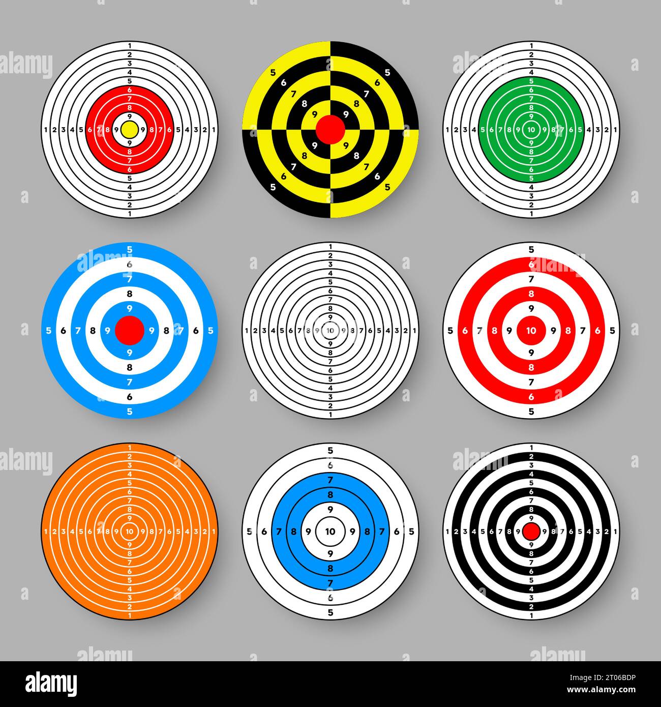 Shooting range paper targets. Round target with divisions, marks and ...