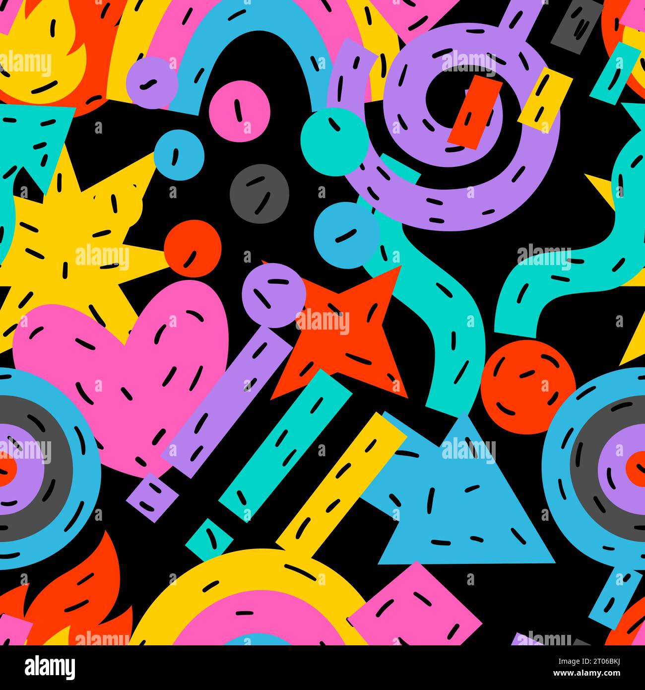 Pattern with funny shapes. Cartoon cute trendy creative image Stock ...