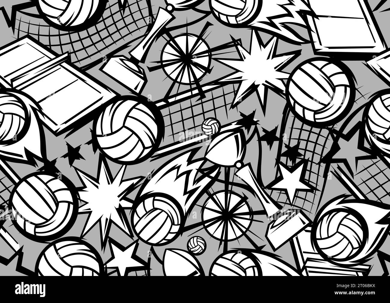 Pattern with volleyball items. Sport club illustration Stock Vector ...