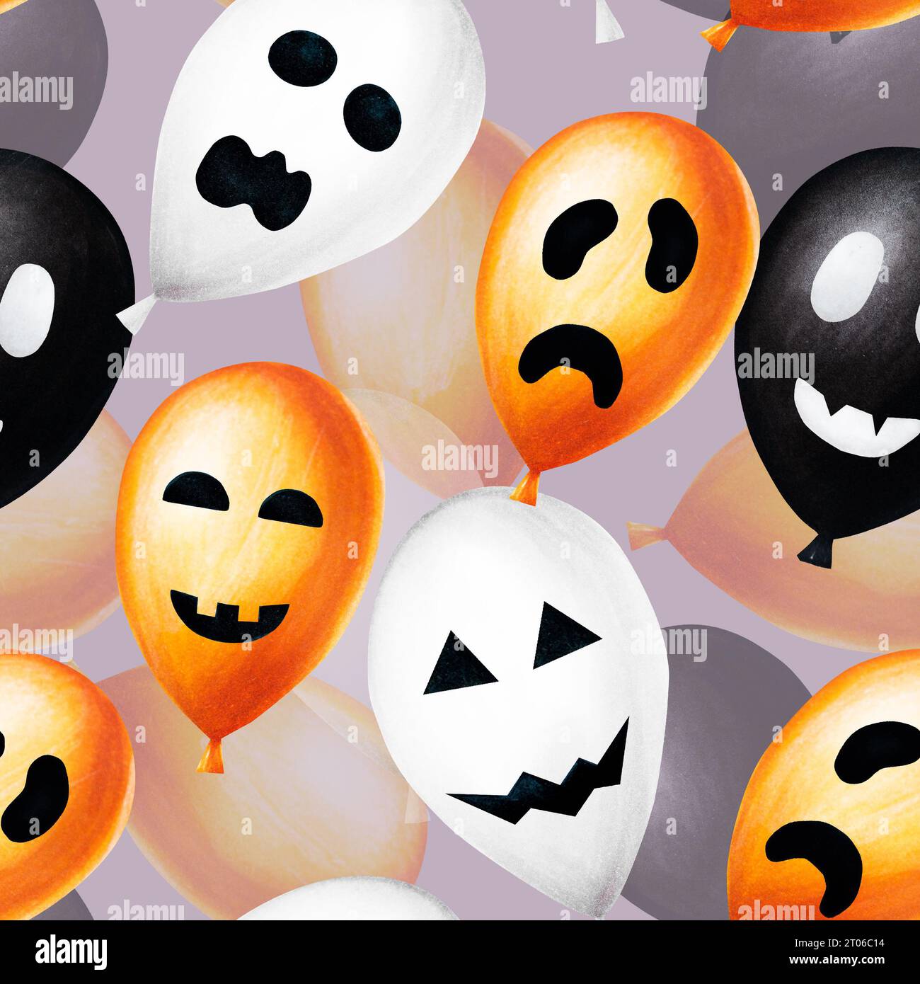 Watercolor Halloween seamless pattern with balloons illustration with ...