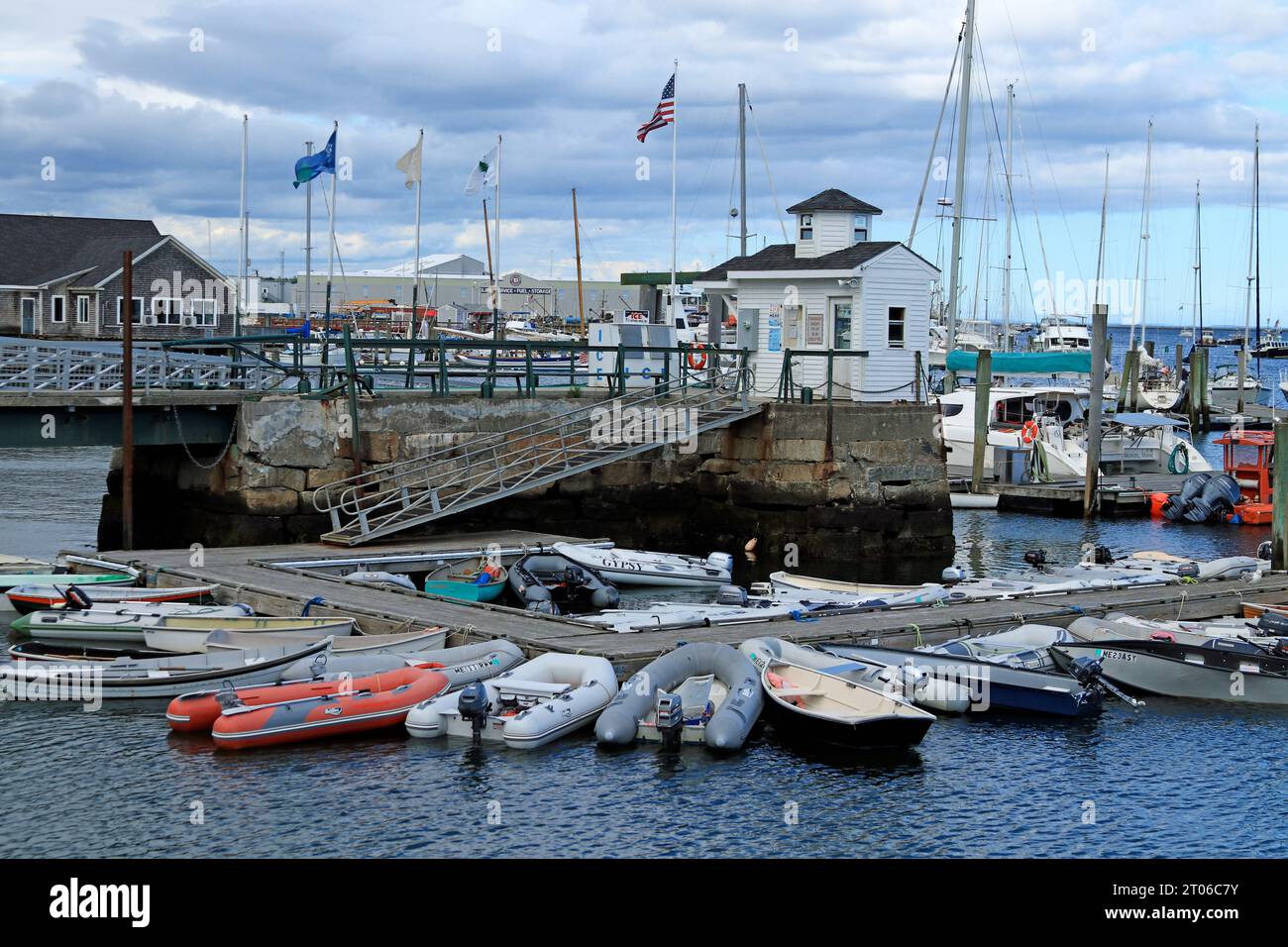 Rowboats and dinghies moored at the Public Landing dock in Rockland ...
