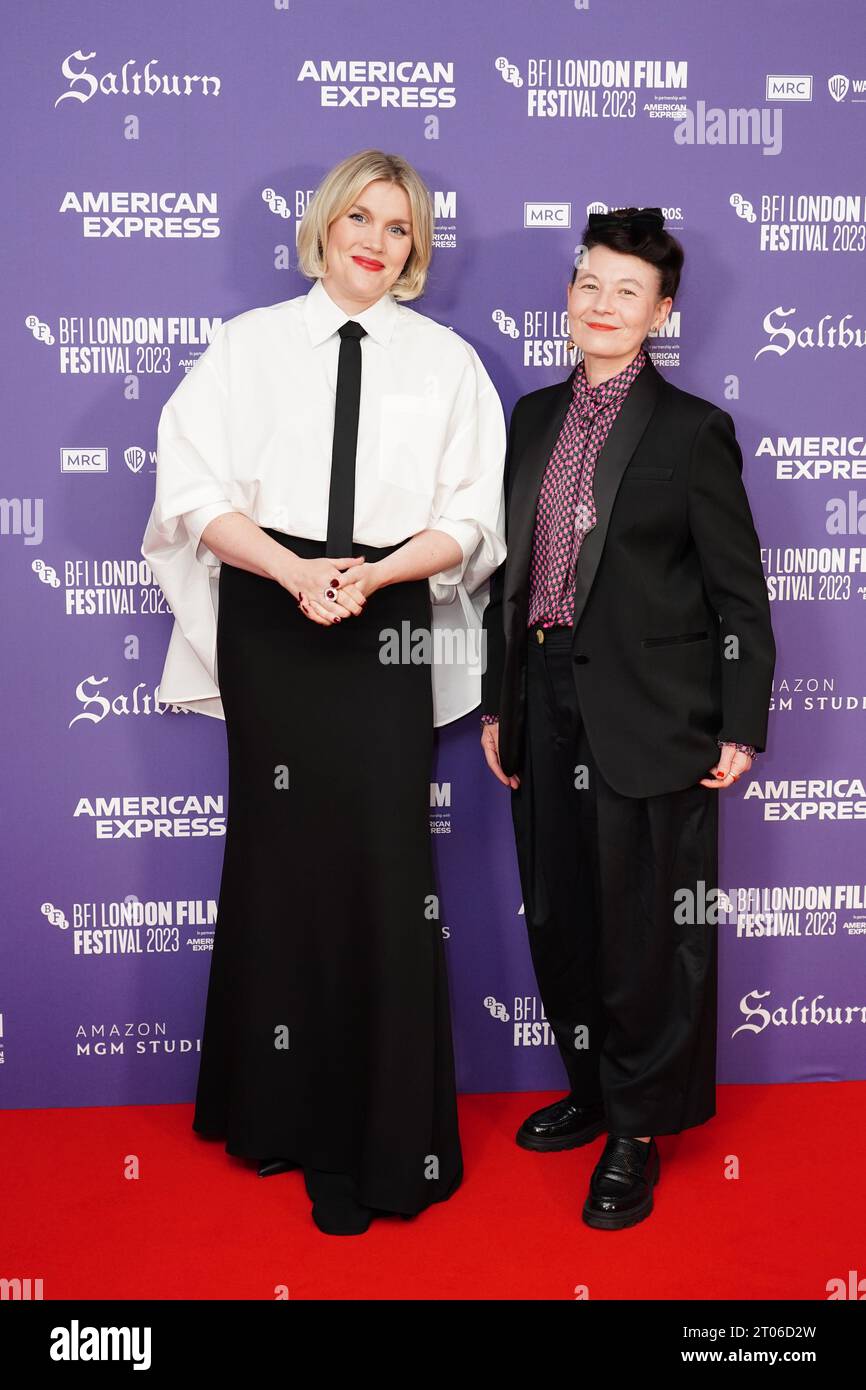 Emerald Fennell (left) and Kristy Matheson arrive for the opening night ...