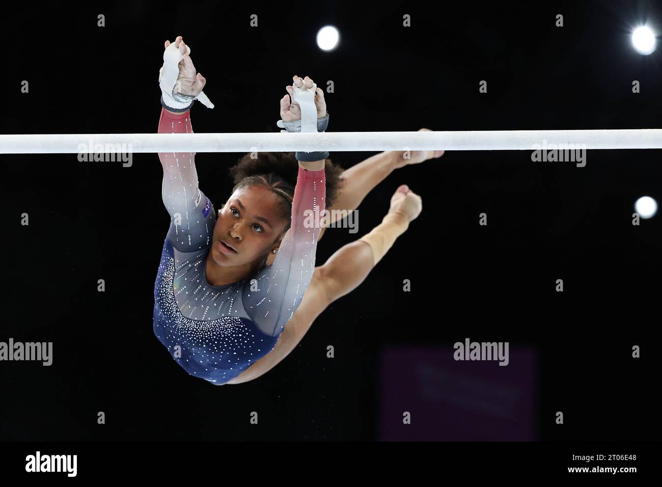 United States' Skye Blakely competes on the uneven bars during the ...