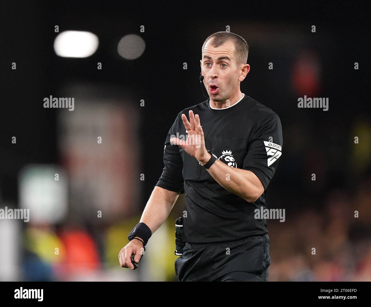 Referee Peter Bankes during the Premier League match at Kenilworth Road ...