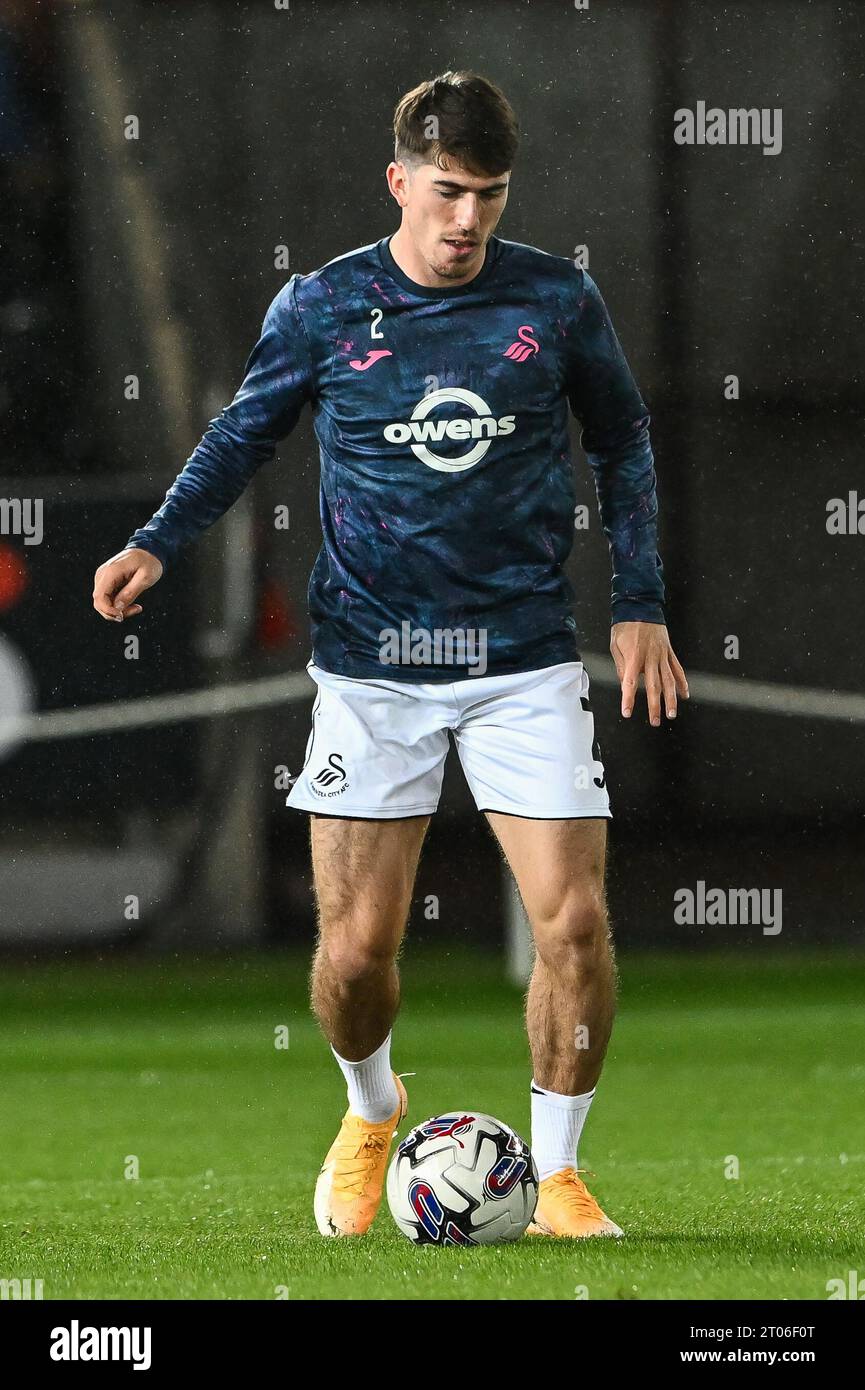 Josh Key #2 of Swansea City during the pre-game warmup ahead of the Sky ...