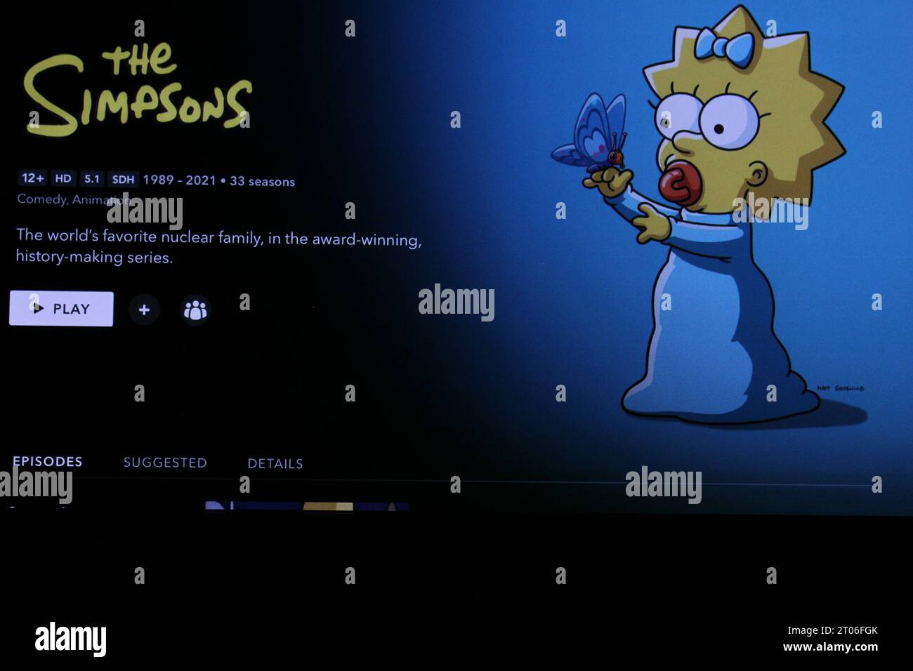 The Simpsons tv show on tv screen. The Simpsons was a popular series that ran for 33 seasons ...