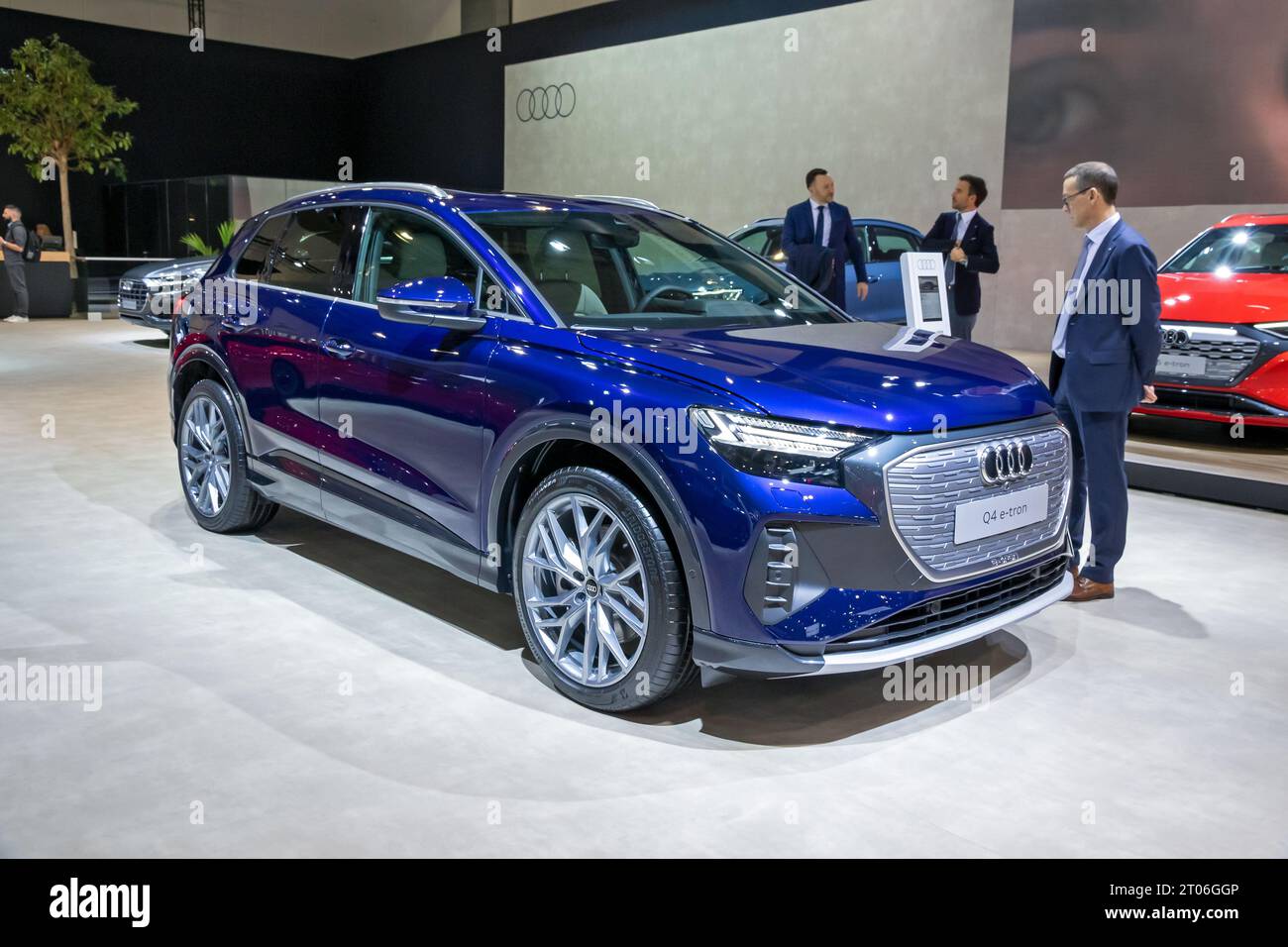 Audi Q4 e-tron full electric car at the Brussels Autosalon European ...