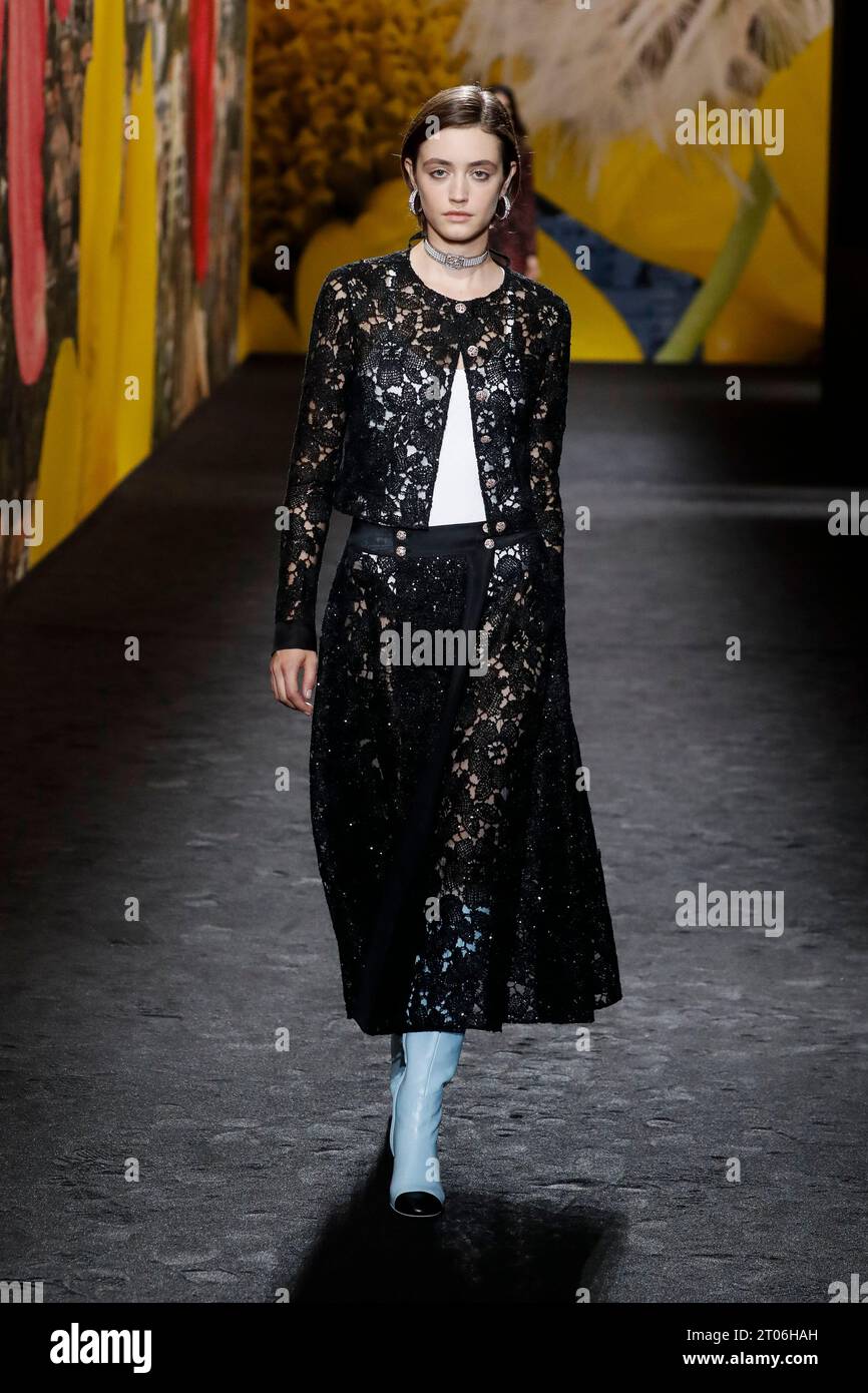 Paris, France. 03rd Oct, 2023. Model Kim Schell walks on the runway at ...