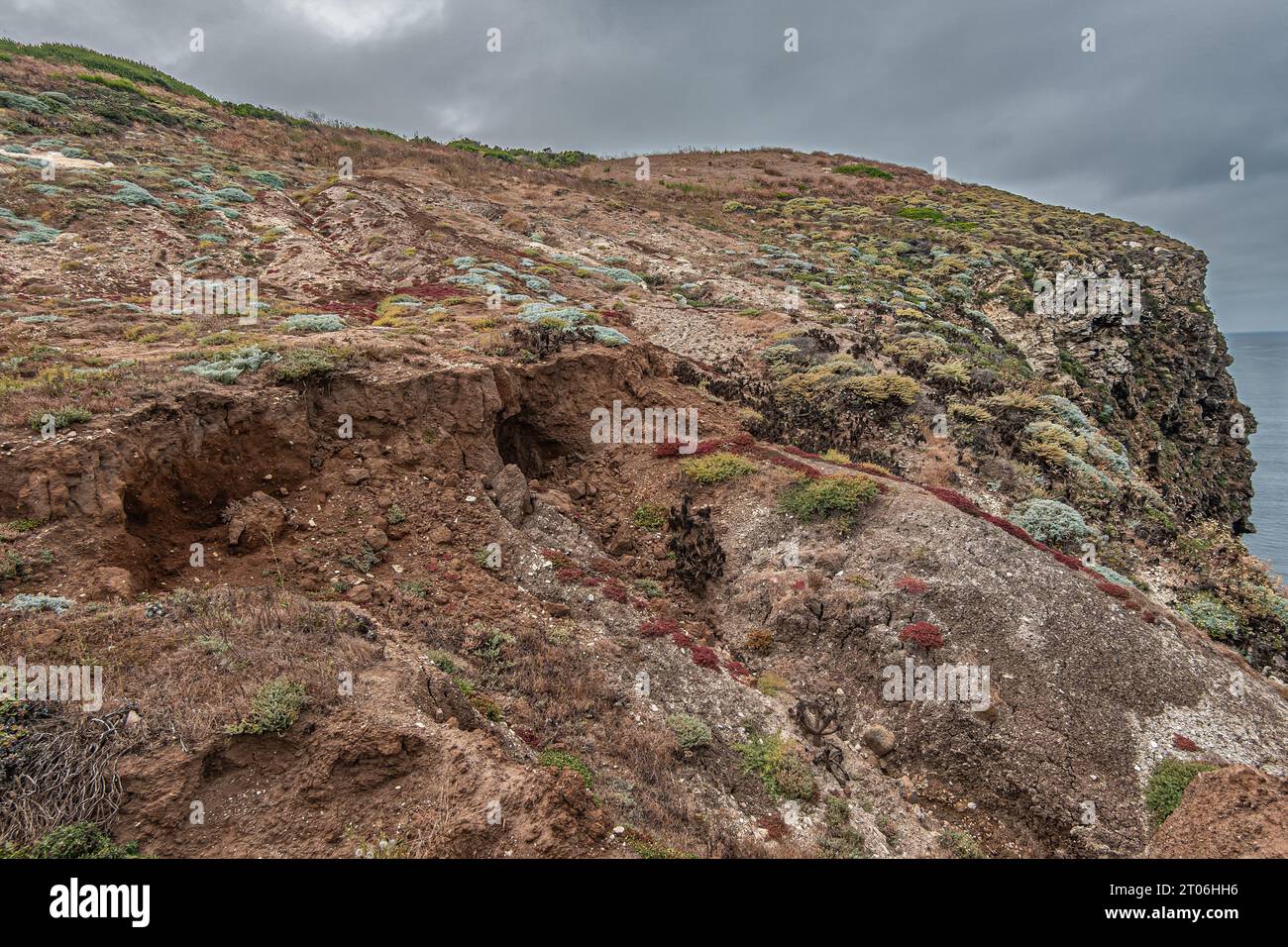 Santa Cruz Island, CA, USA - September 14, 2023: Small natural caves ...