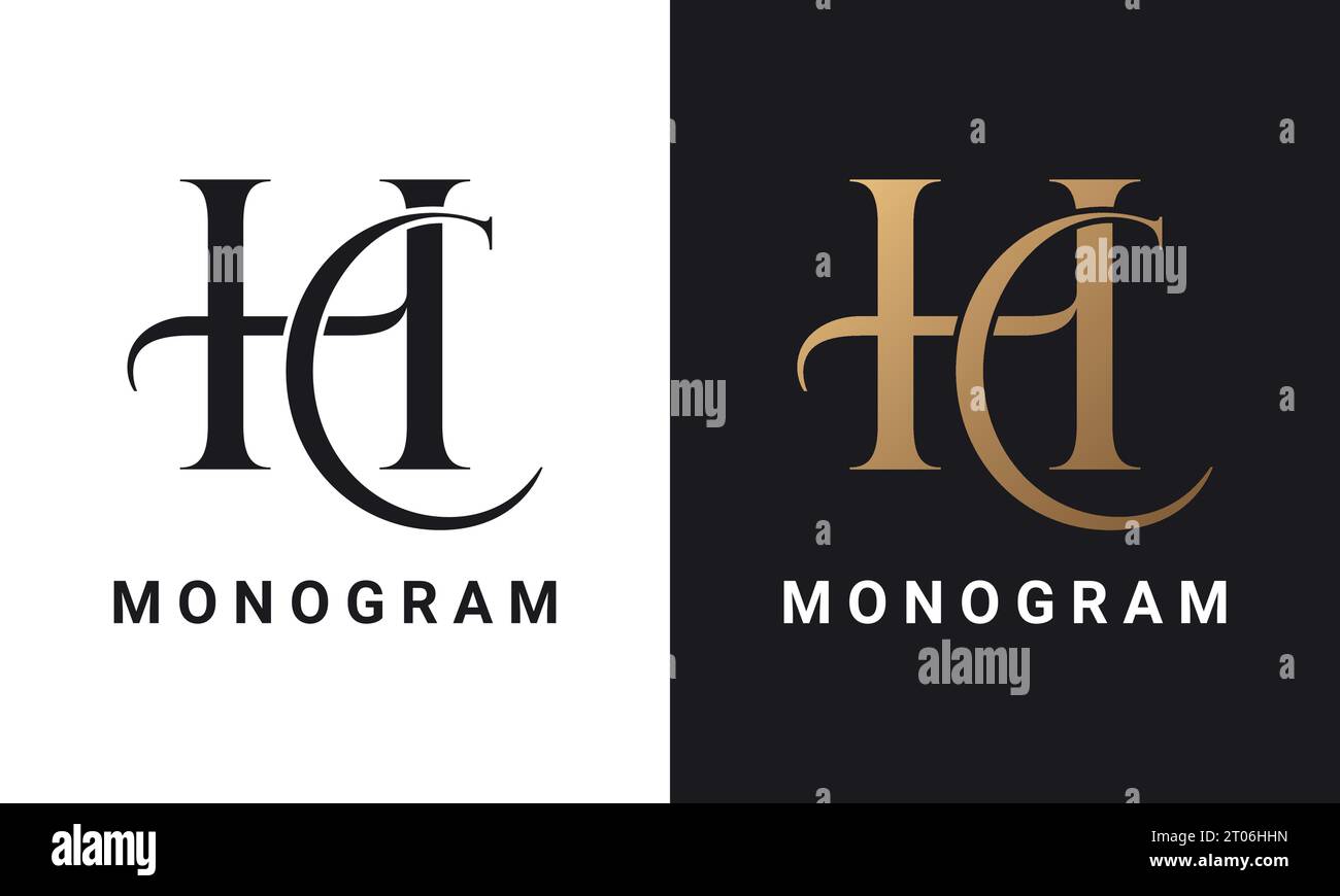 Luxury Initial HC or CH Monogram Text Letter Logo Design Stock Vector ...