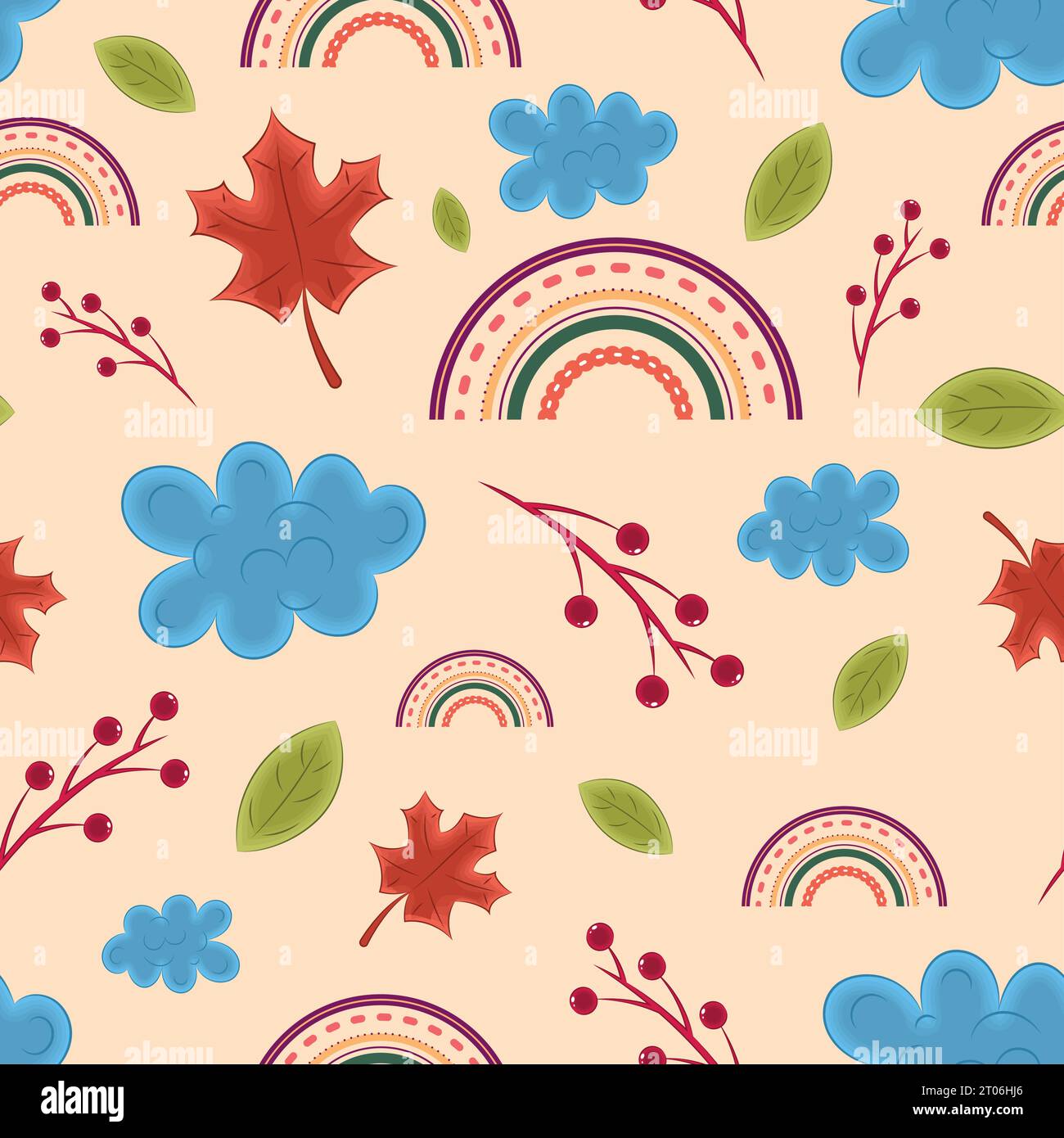 Autumn seasonal pattern background with leaves Vector Stock Vector ...