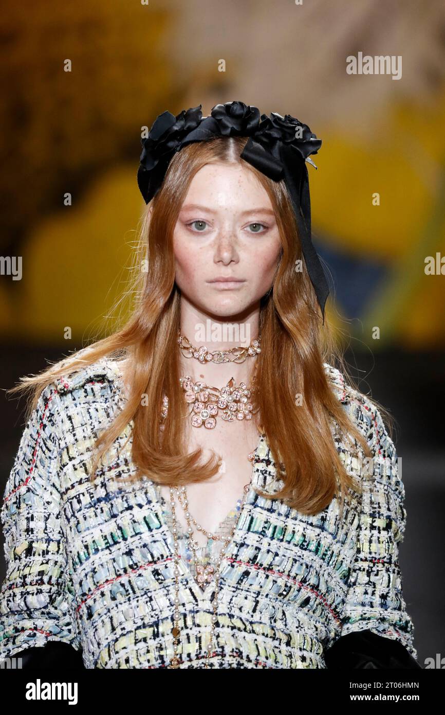 Paris, France. 03rd Oct, 2023. Model Sara Grace Wallerstedt walks on the runway at the Chanel ...