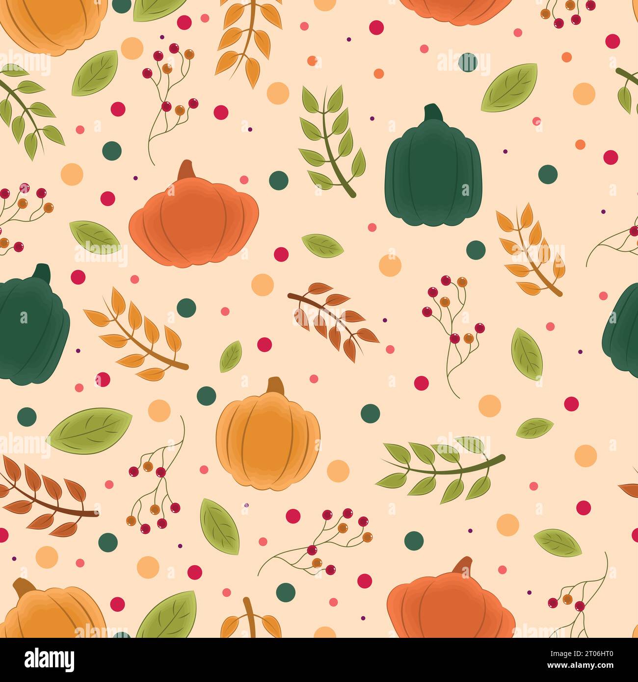 Autumn seasonal pattern background with pumpkins Vector Stock Vector ...