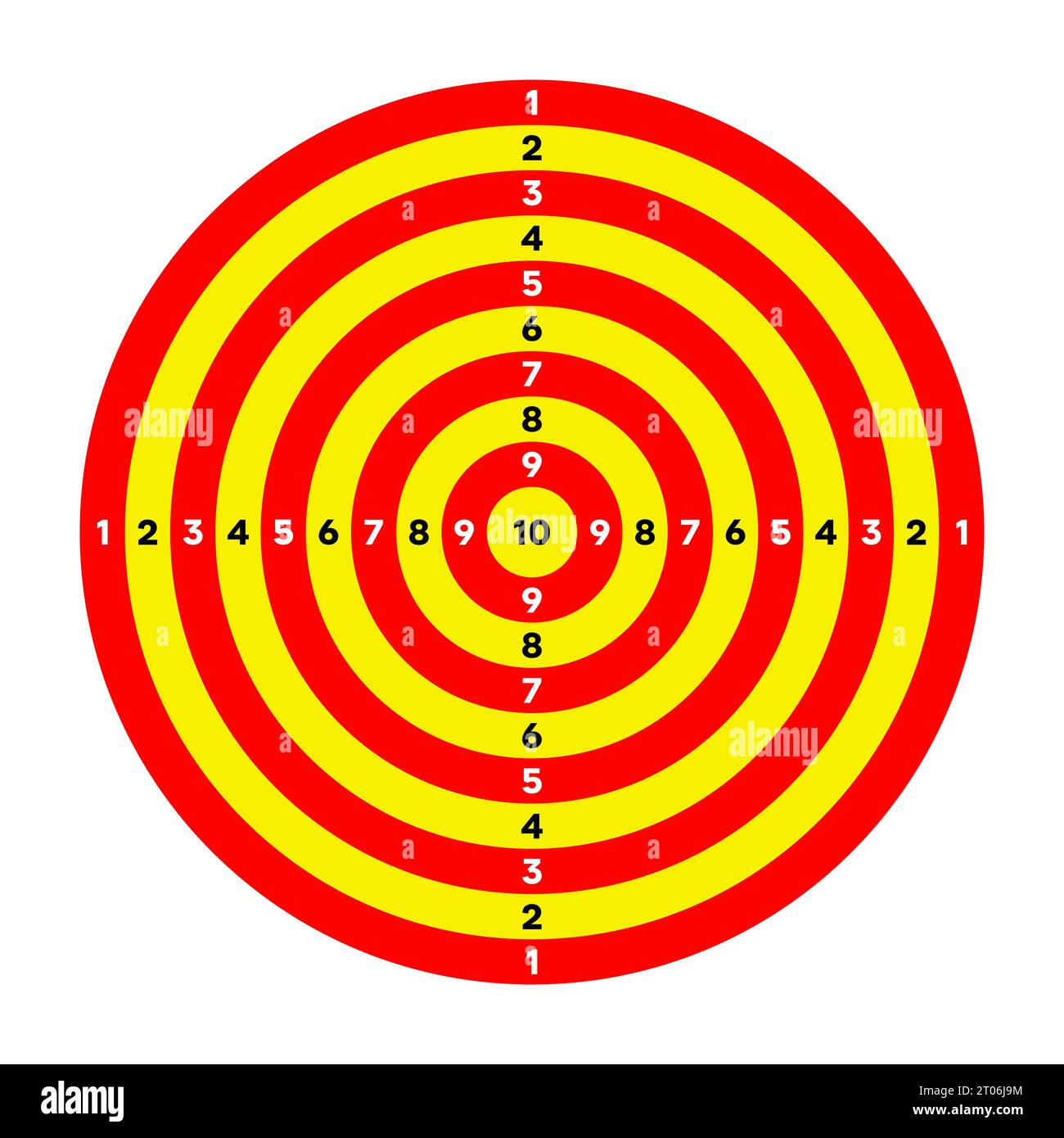 Shooting range paper target with divisions, marks and numbers. Archery ...