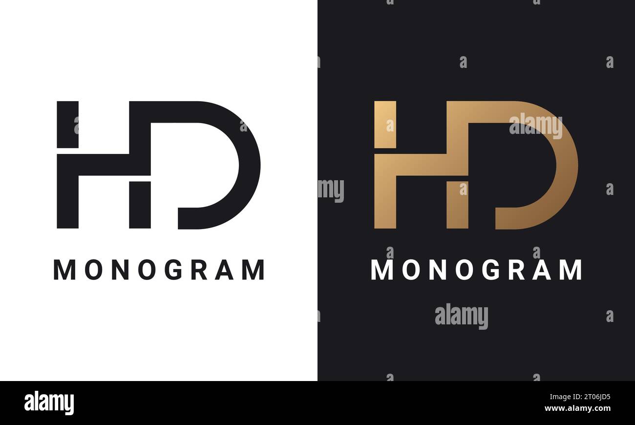 Luxury Initial HD or DH Monogram Text Letter Logo Design Stock Vector ...