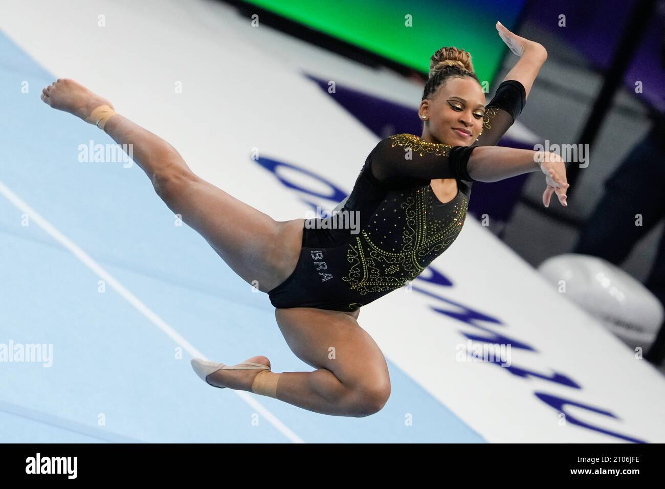 Brazil's Rebeca Andrade competes on the floor during the women's team ...