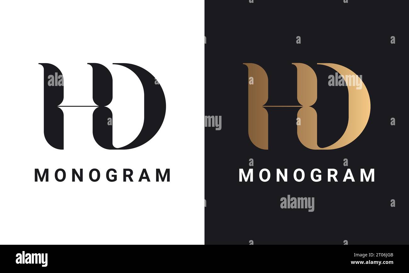 Luxury Initial HD or DH Monogram Text Letter Logo Design Stock Vector ...