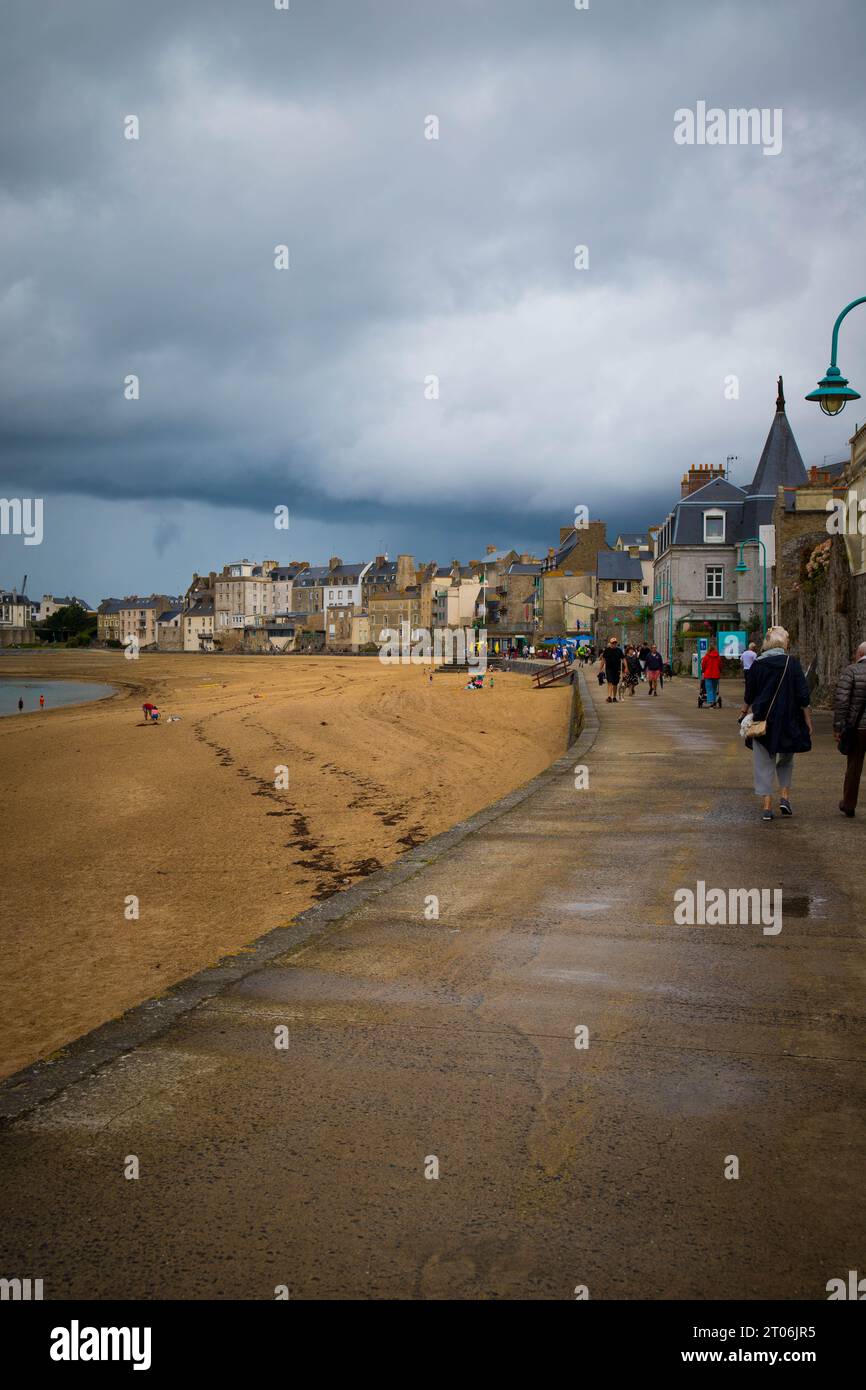 SAINT MALO, FRANCE - AUGUST 2023 - Les bas Sablons promenade and beach ...