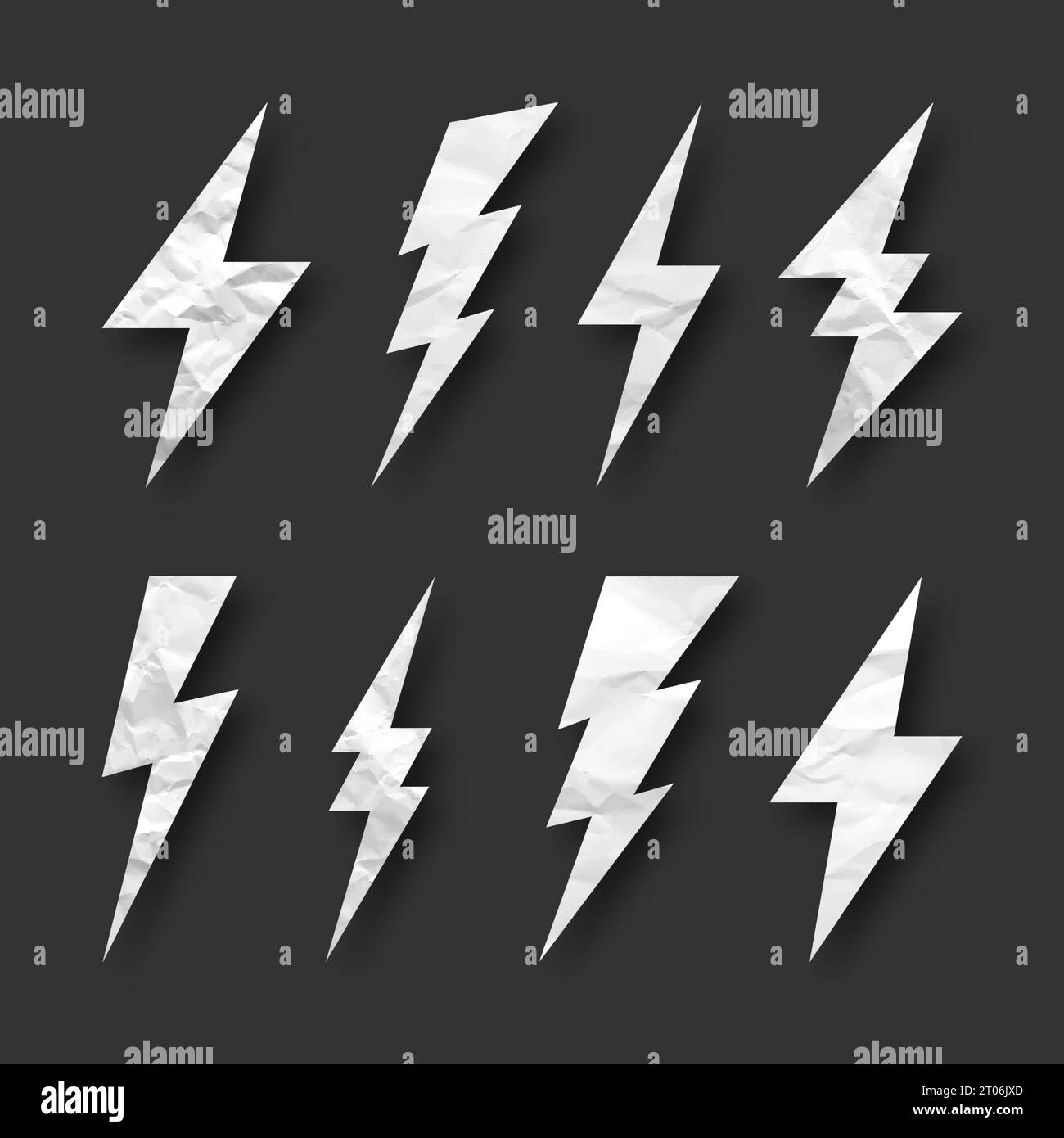 Lightning bolt, crumpled paper texture, cardboard. Flash symbol ... Lightning bolt, crumpled paper texture, cardboard. Flash symbol ...