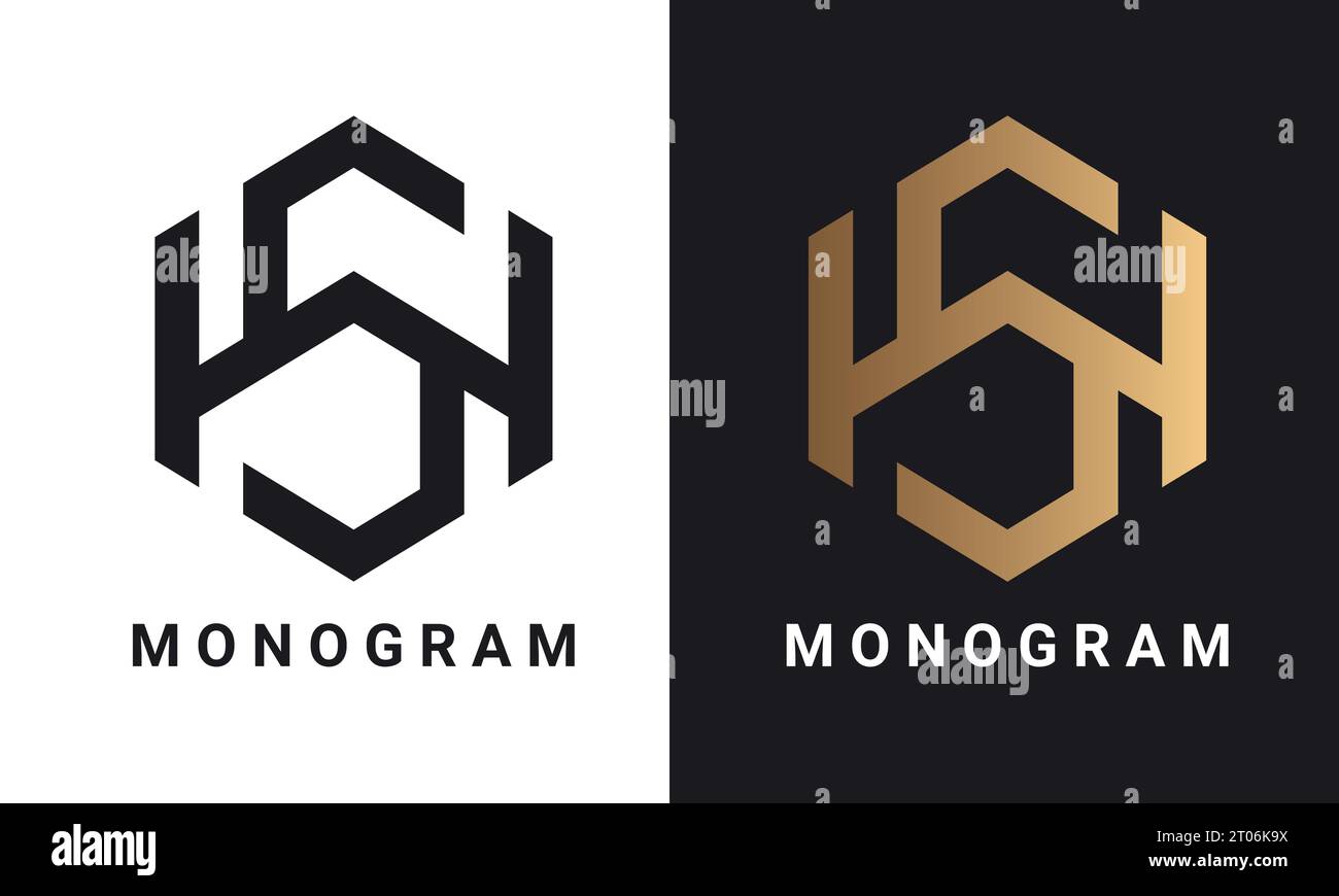 Luxury Initial HS or SH Monogram Text Letter Logo Design Stock Vector ...