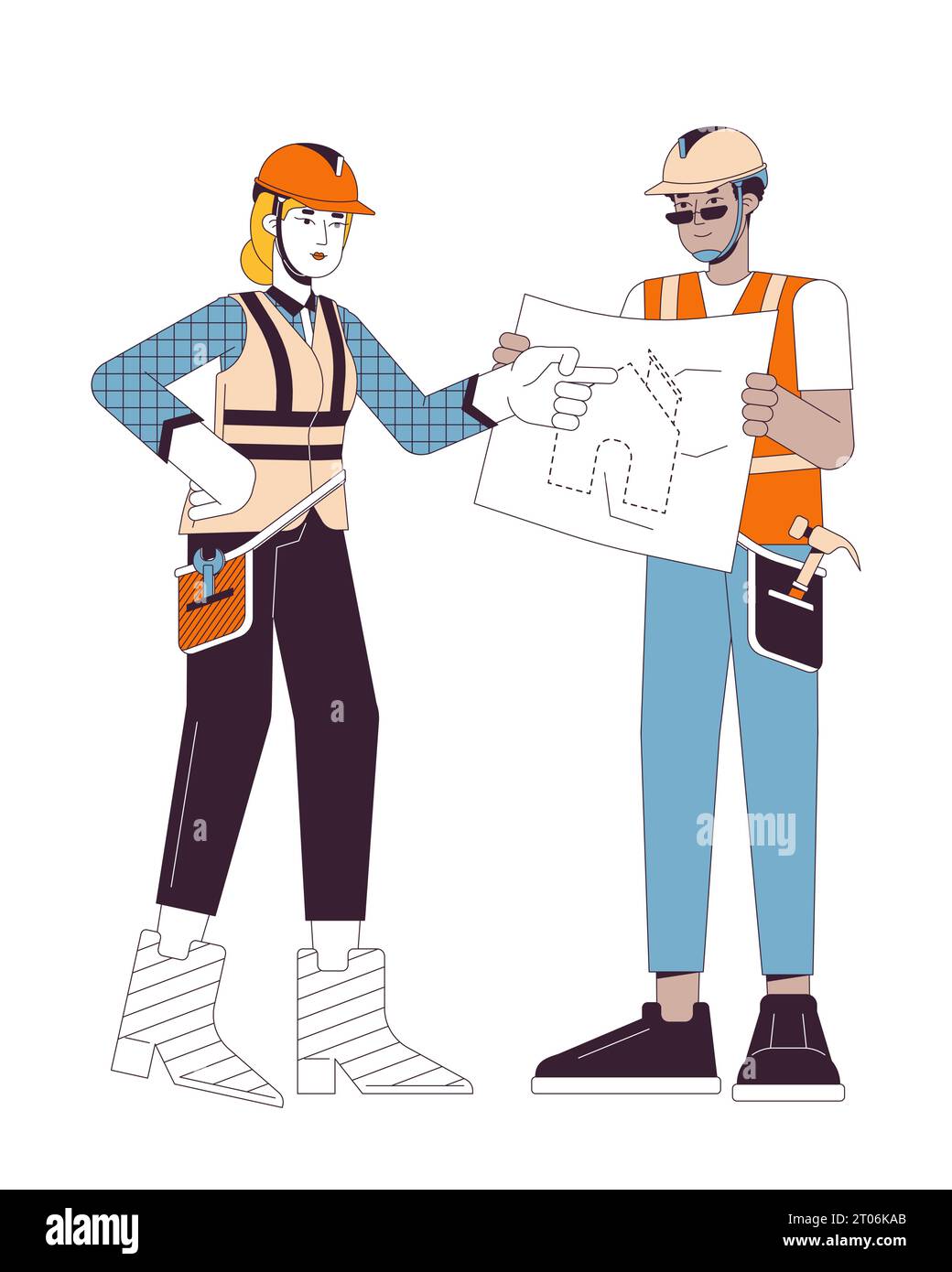 Supervisor team line cartoon flat illustration Stock Vector Image & Art ...