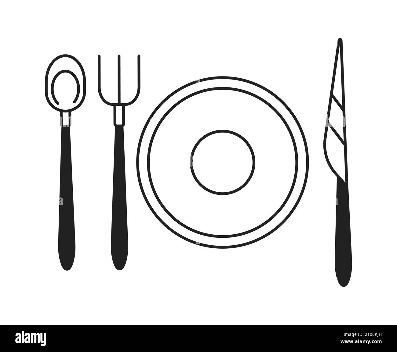 Cutlery Setting Black And White 2d Cartoon Object Stock Vector Image And Art Alamy