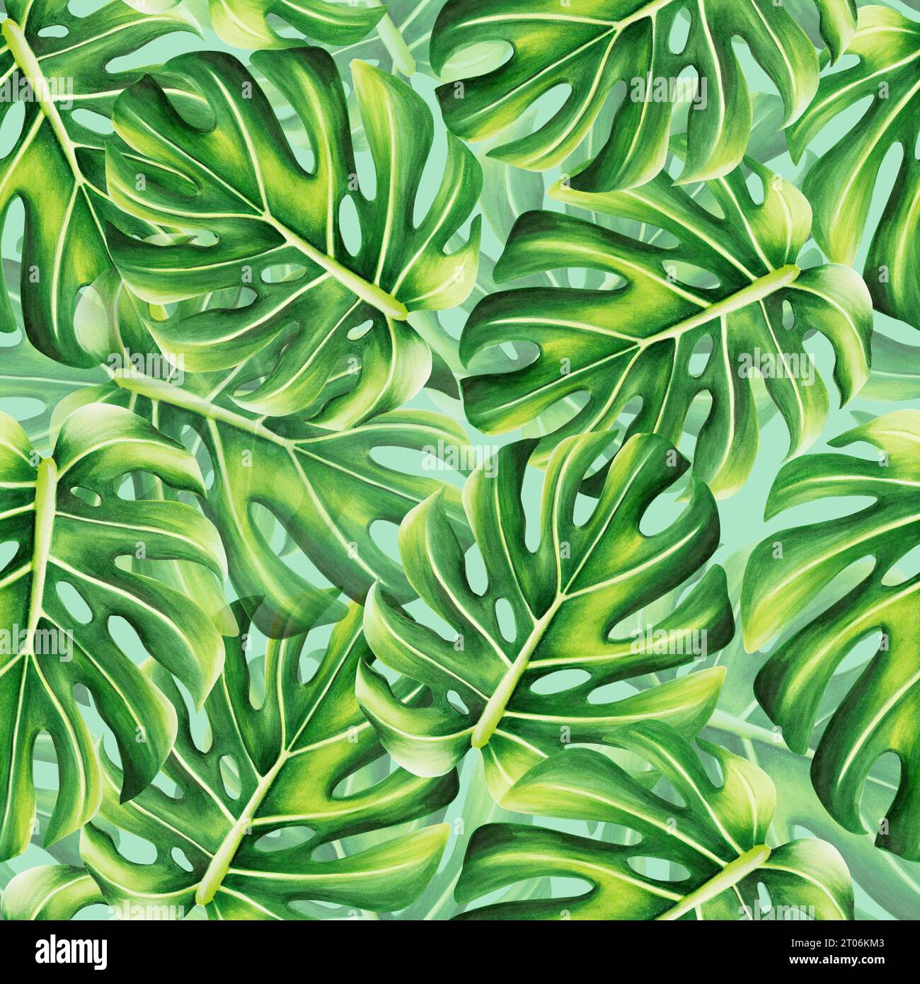 Watercolor seamless pattern with realistic tropical illustration of ...