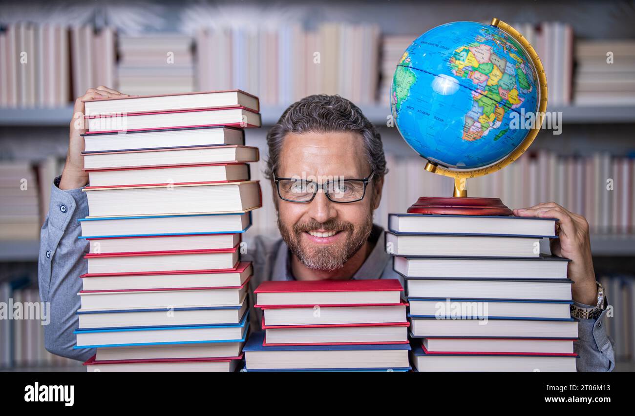 man bookworm getting knowledge. teachers and knowledge day. clever ...